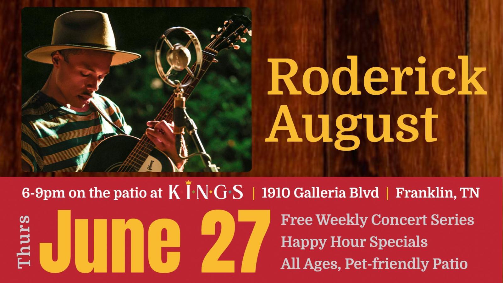 Tickets for PATIO Music ft. Roderick August in Franklin from TicketLeap