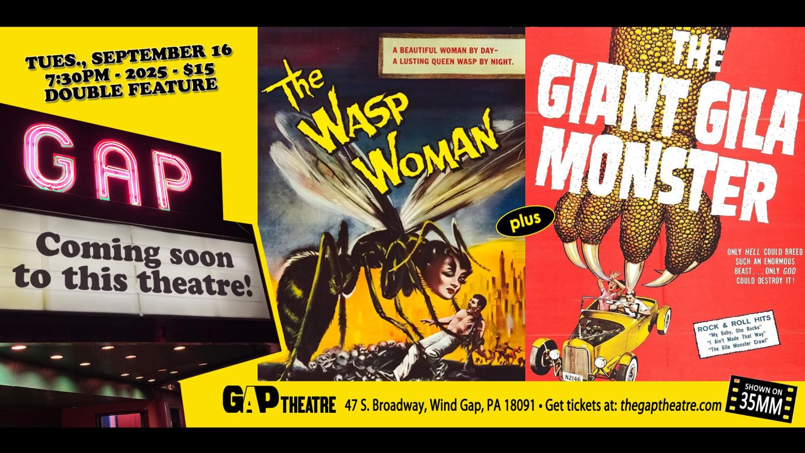 THE WASP WOMAN/THE GIANT GILA MONSTER Double Feature in 35mm in Wind ...