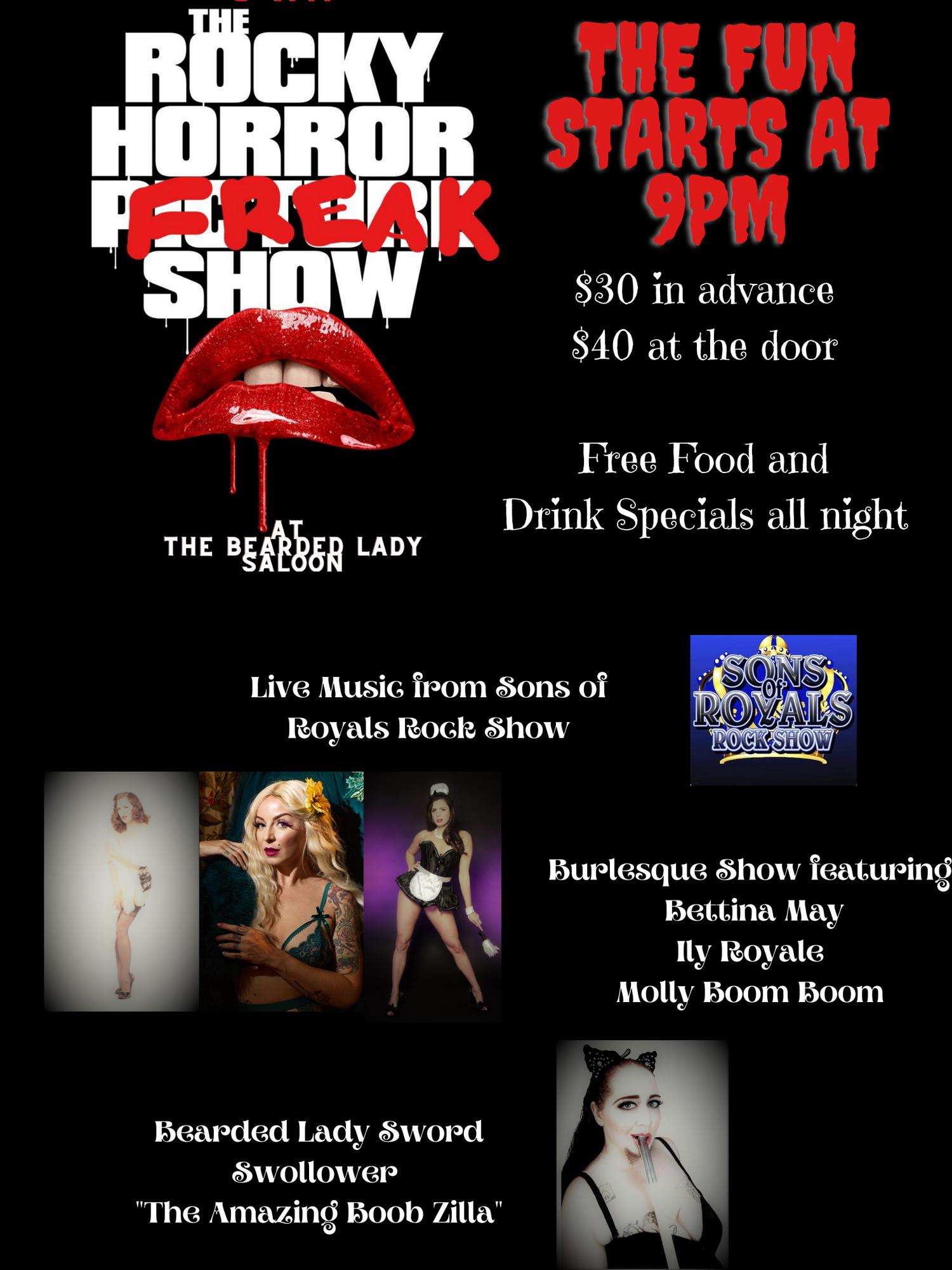 Tickets for Rocky Horror Freak Show at The Bearded Lady Saloon in ...