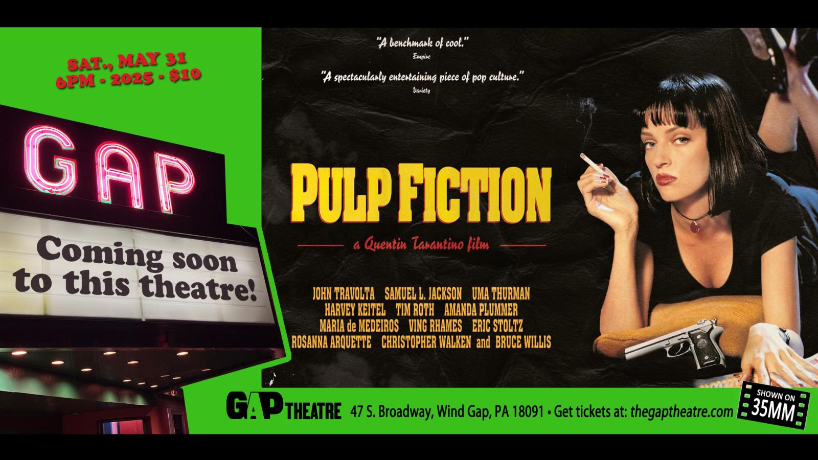 QUENTIN TARANTINO’S PULP FICTION (1994) on 35mm in Wind Gap - Checkout