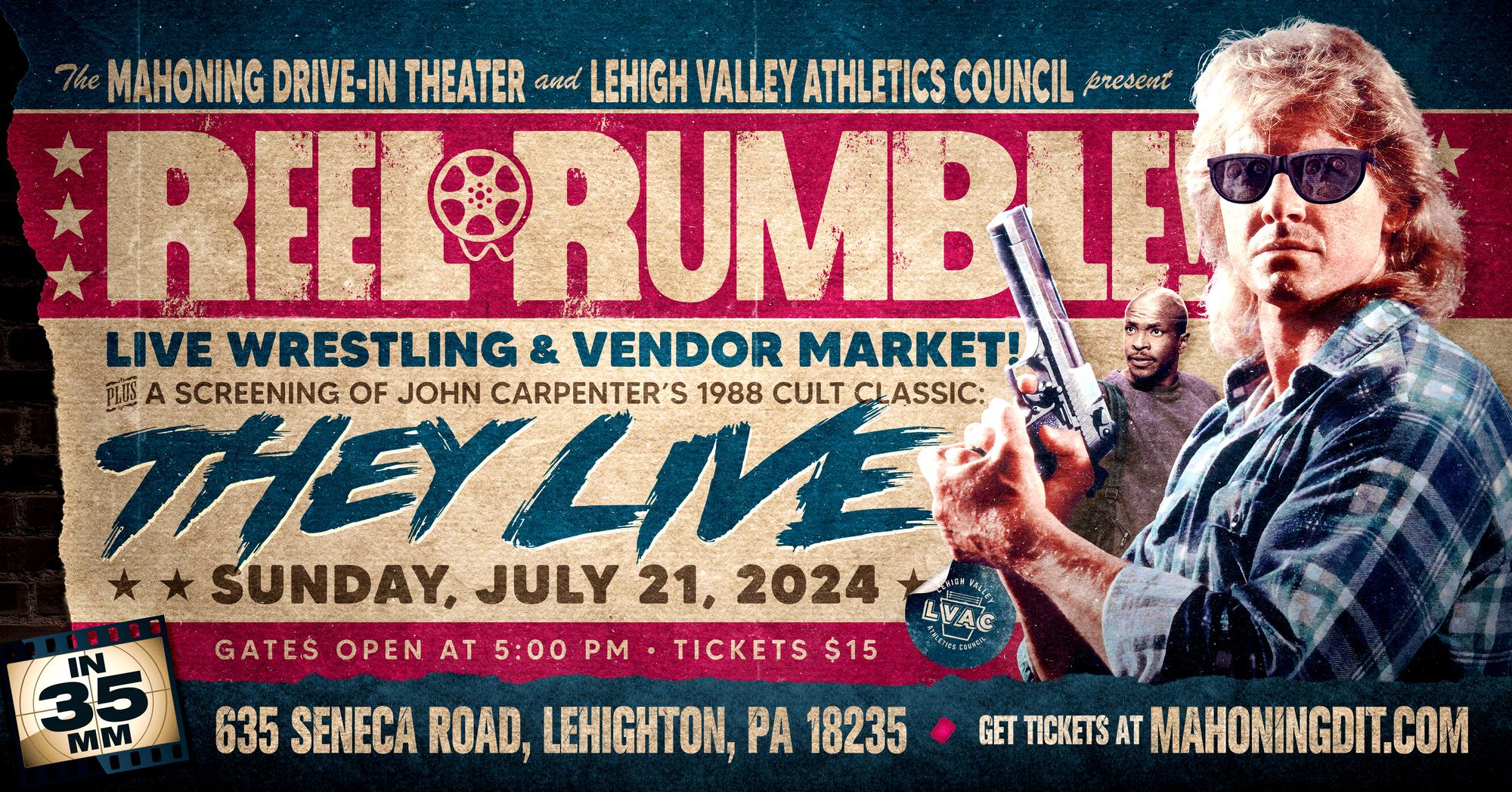 REEL RUMBLE V (Live Wrestling + THEY LIVE on 35mm + Wrestling Market ...