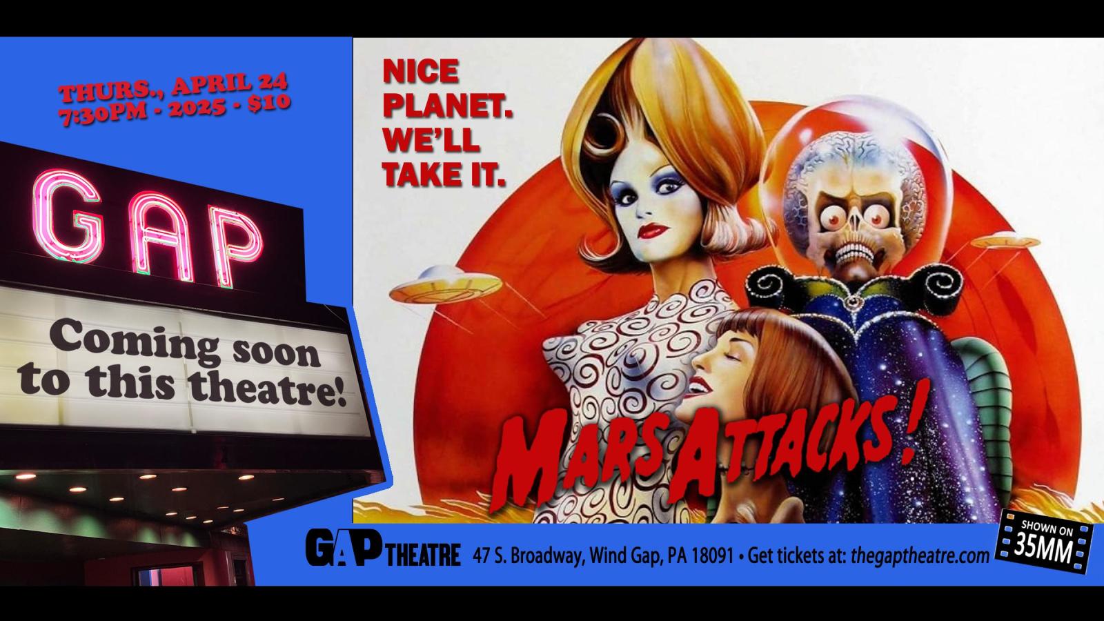 TIM BURTON’S MARS ATTACKS (1996) in 35mm in Wind Gap - Checkout