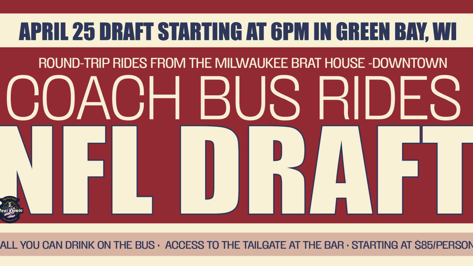NFL Draft Coach Buses (April 25th) in Green Bay - Checkout