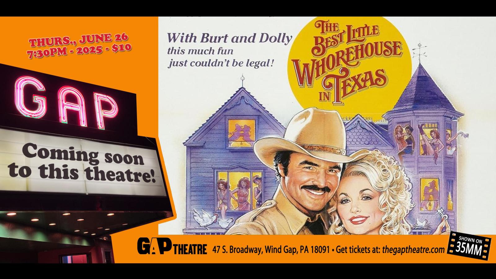 THE BEST LITTLE WHOREHOUSE IN TEXAS (1982) in 35mm in Wind Gap - Checkout